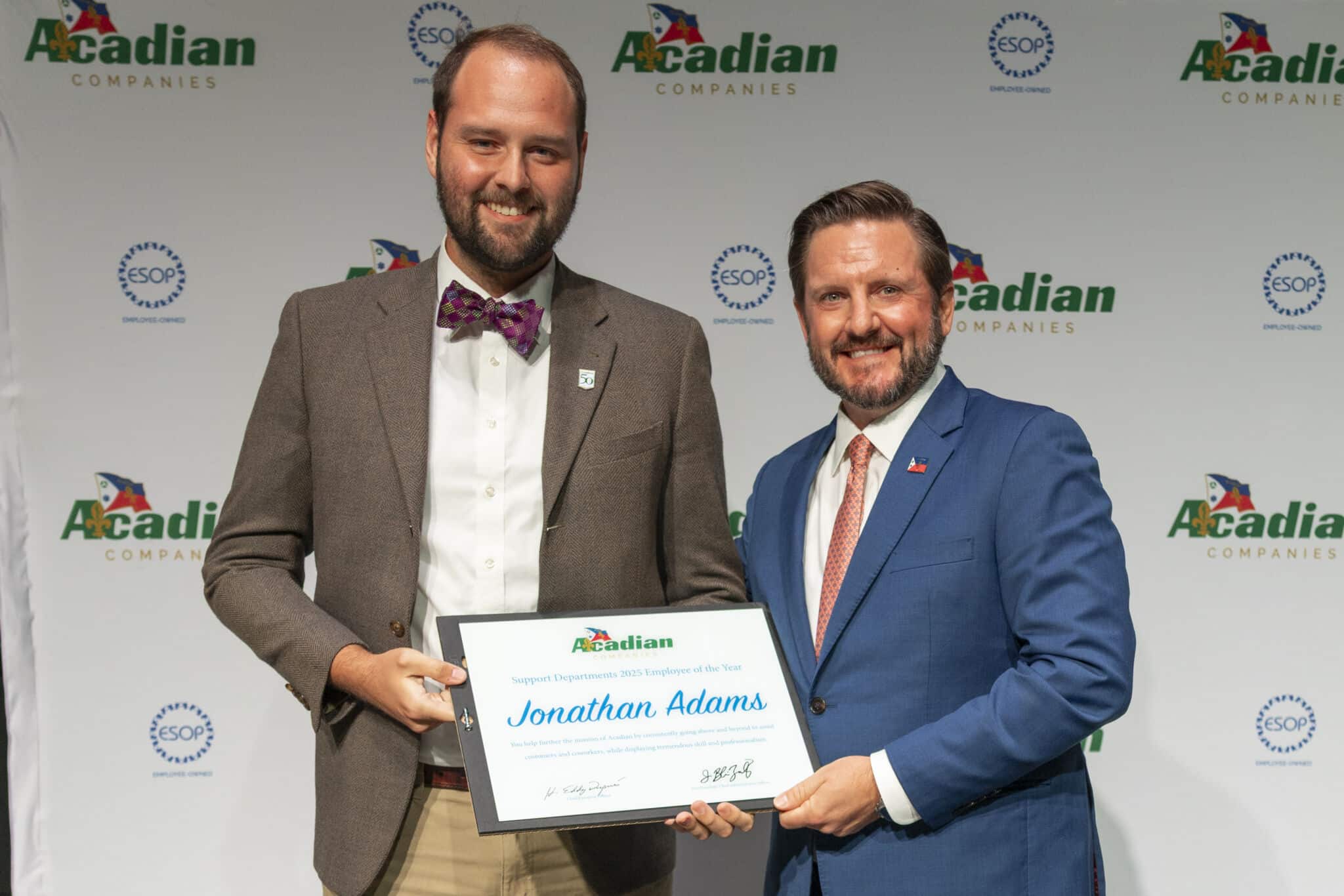 Jonathan Adams named Acadian Companies Support Employee of the Year | Acadian Companies